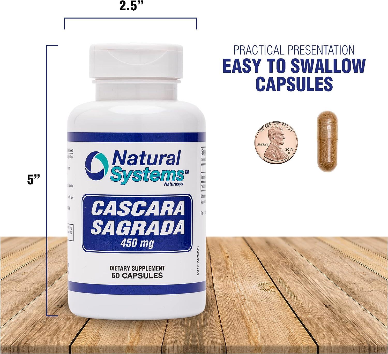 60 Cascara Sagrada Capsules 450mg by Natural Systems - Vegan, Non-GMO ...