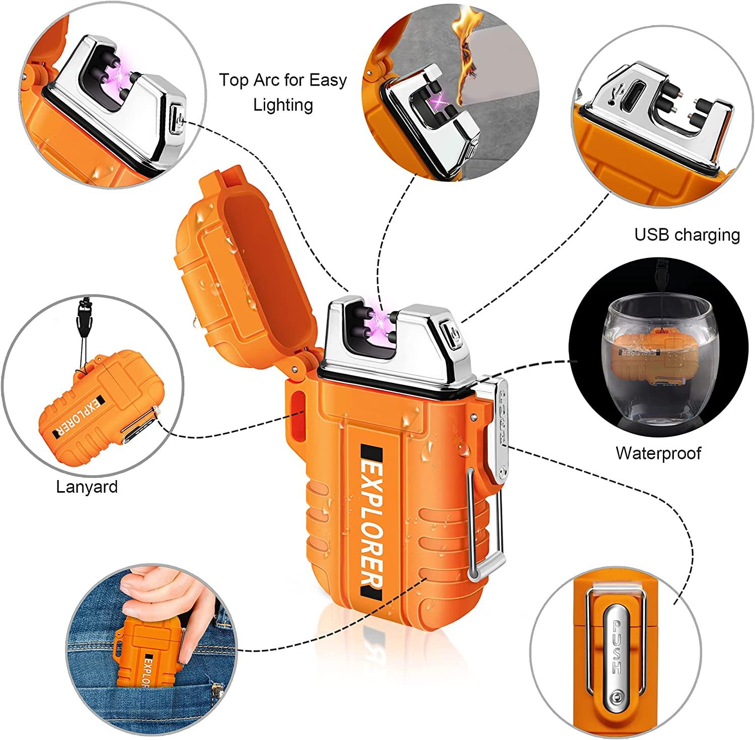 Lafagiet Waterproof Arc Lighter, Outdoor Dual Plasma Arc Lighter, USB ...