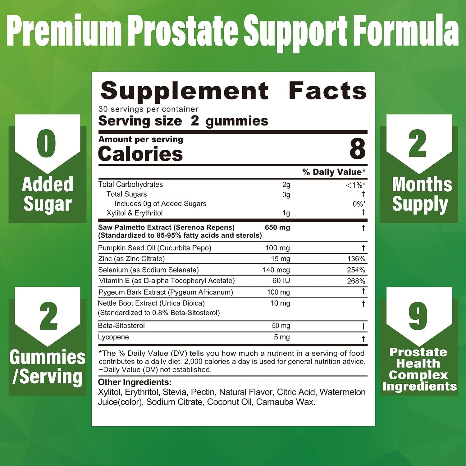 Sugar Free Saw Palmetto Gummies 650mg | Prostate & Urinary Health | DHT ...
