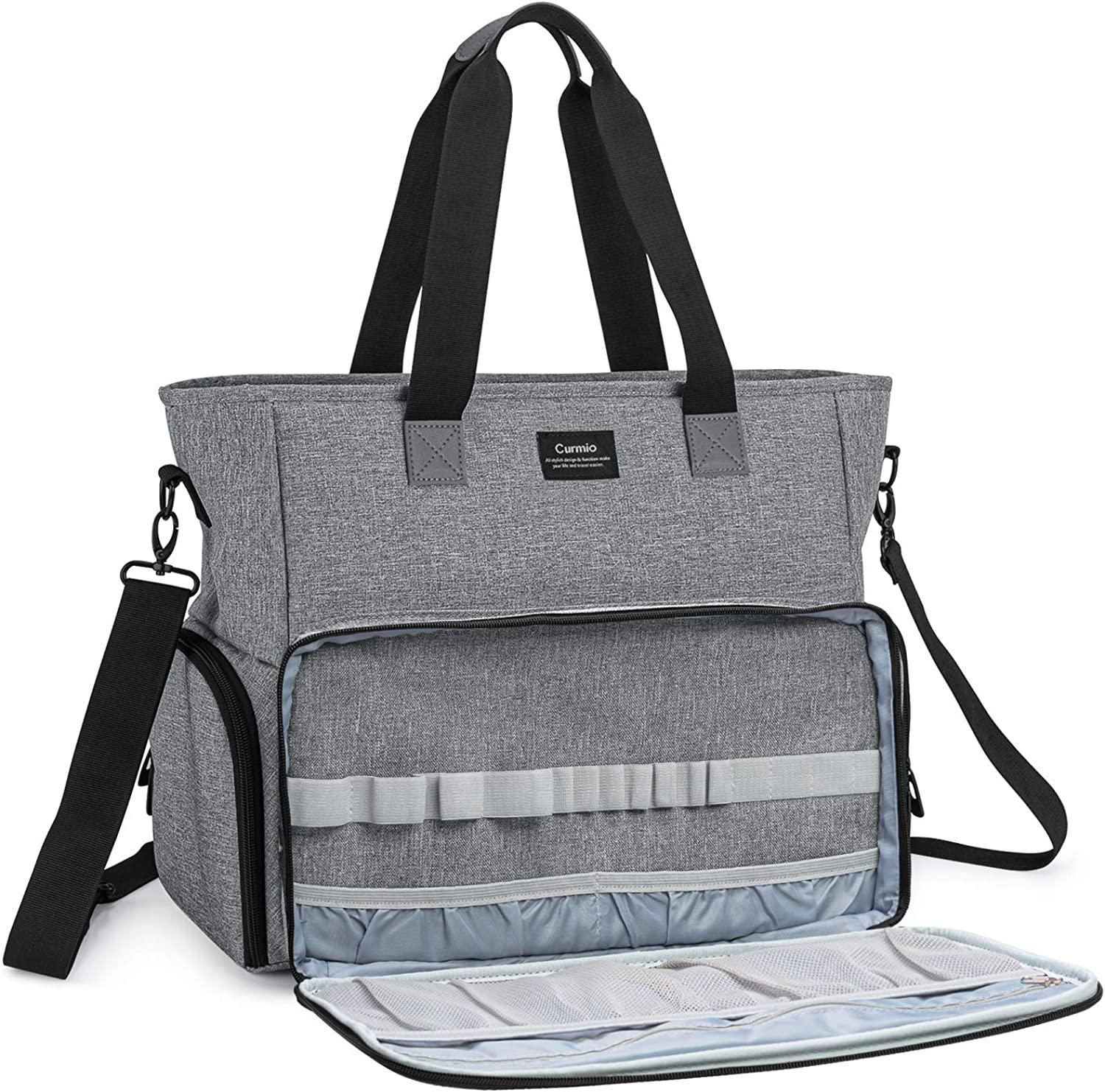 CURMIO Nurse Work Tote Bag with Padded Laptop Sleeve in Gray - Nursing ...