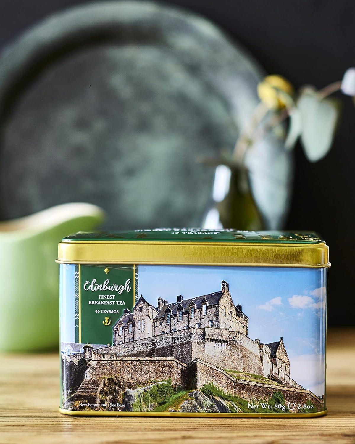 New English Teas Edinburgh Castle Tea Caddy with 40 English Breakfast ...