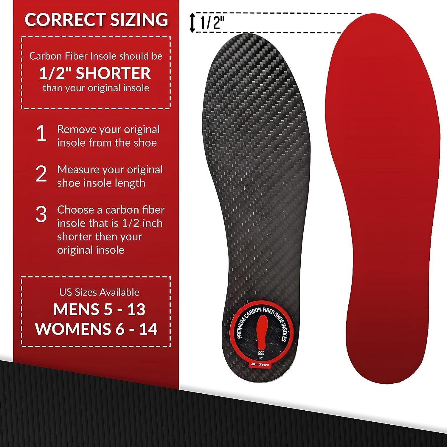 Carbon Fiber Insoles 1 Pair for Men & Women - Thin Orthotics for Turf Toe, Foot Fractures ...