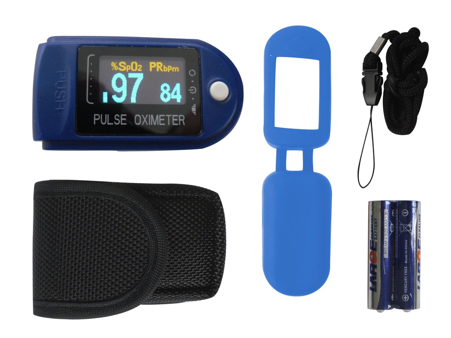 Buy Pulse Oximeter CMS-50D - Accurate Finger Pulse & Blood Oxygen Saturation Monitor (Blue ...