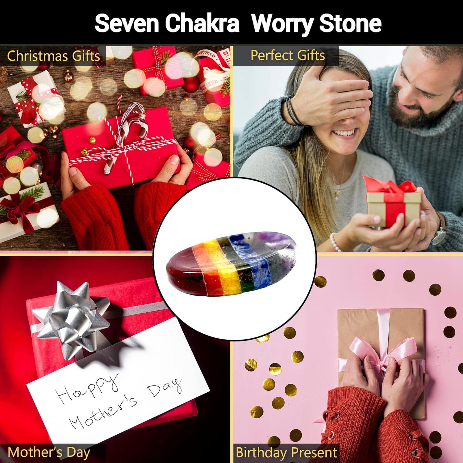7 Chakra Worry Stones - Premium Healing Crystals for Anxiety Relief ...