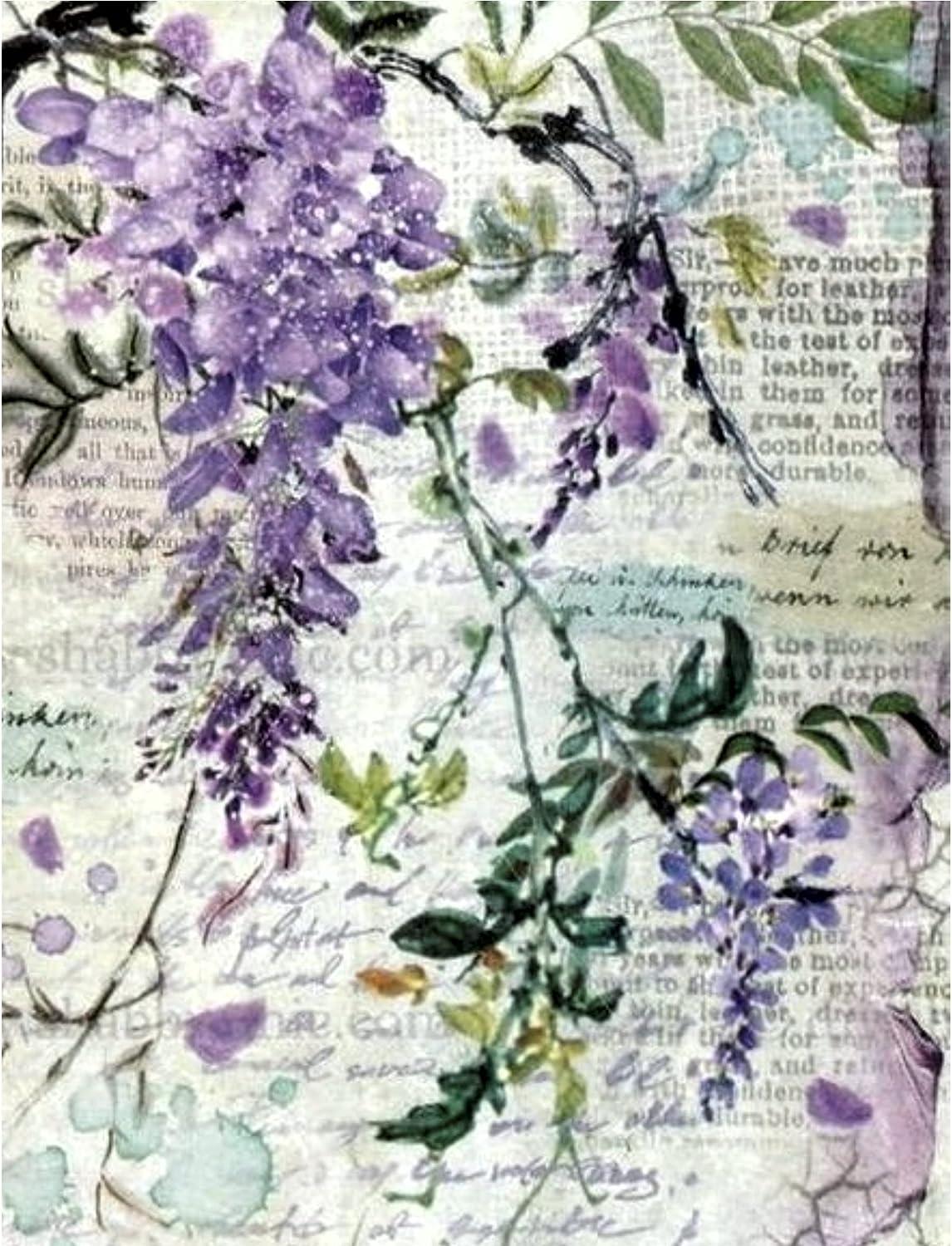 Lilac Theme Mulberry Rice Paper 8x10.5 inch - 6 Unique Printed Images ...