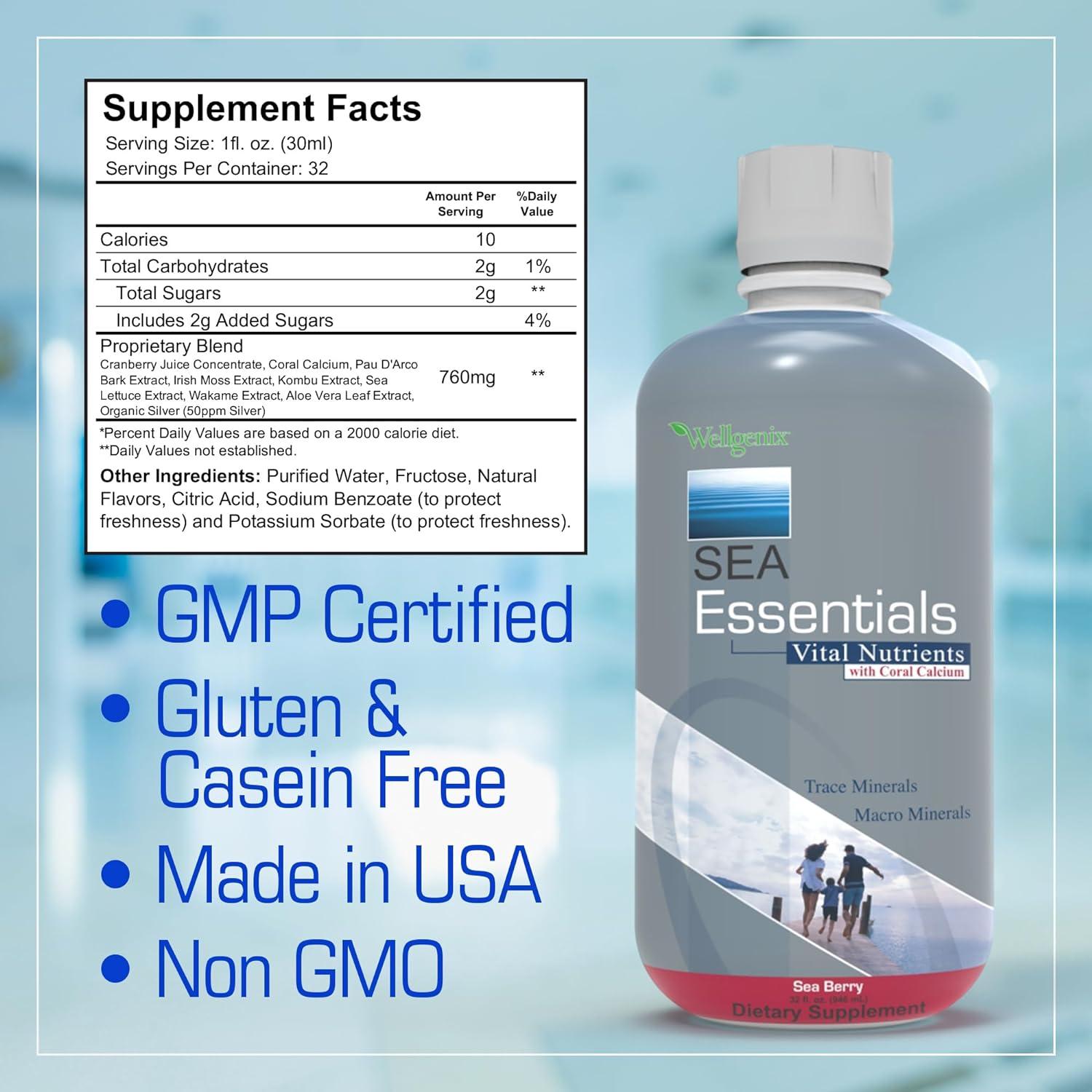 Sea Essentials Coral Calcium Liquid Vitamin for High Absorption ...