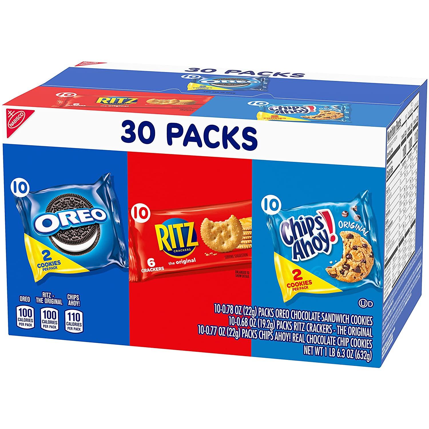Nabisco Cookies & Cracker Variety Pack - OREO, RITZ, CHIPS AHOY! - 30 ...