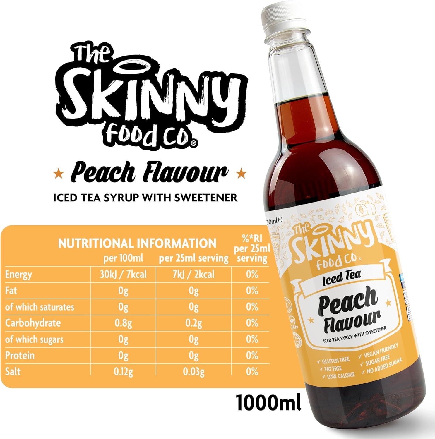 Skinny Food Co Peach Iced Tea Syrup 1L - No Added Sugar - For Cocktail ...