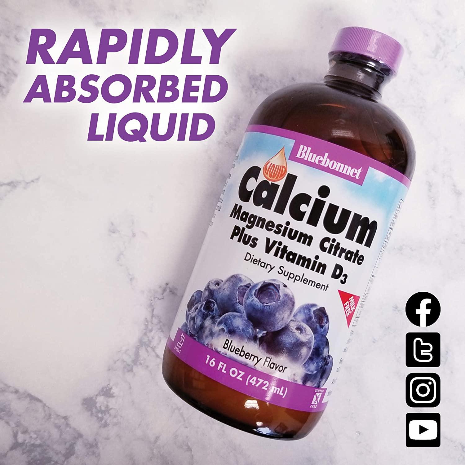 Bluebonnet Nutrition Liquid Calcium Magnesium Citrate + Vitamin D3 ...
