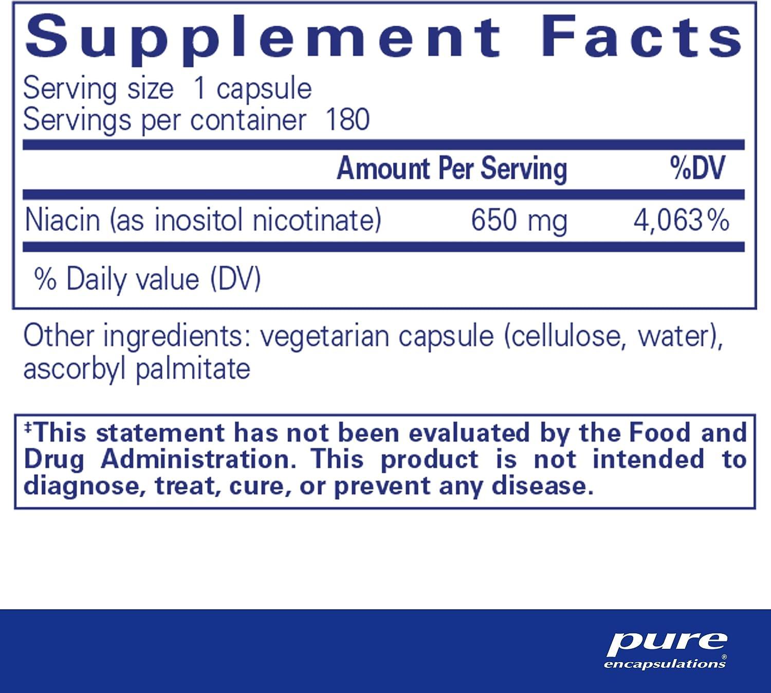 Pure Encapsulations Niacitol 650 mg | No-Flush Niacin for Digestion ...