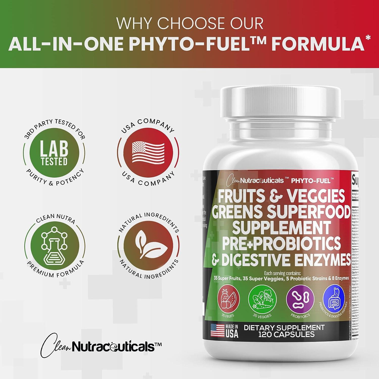 Reds & Greens Superfood Supplement - 120 Ct Capsules with 70+ Fruit ...