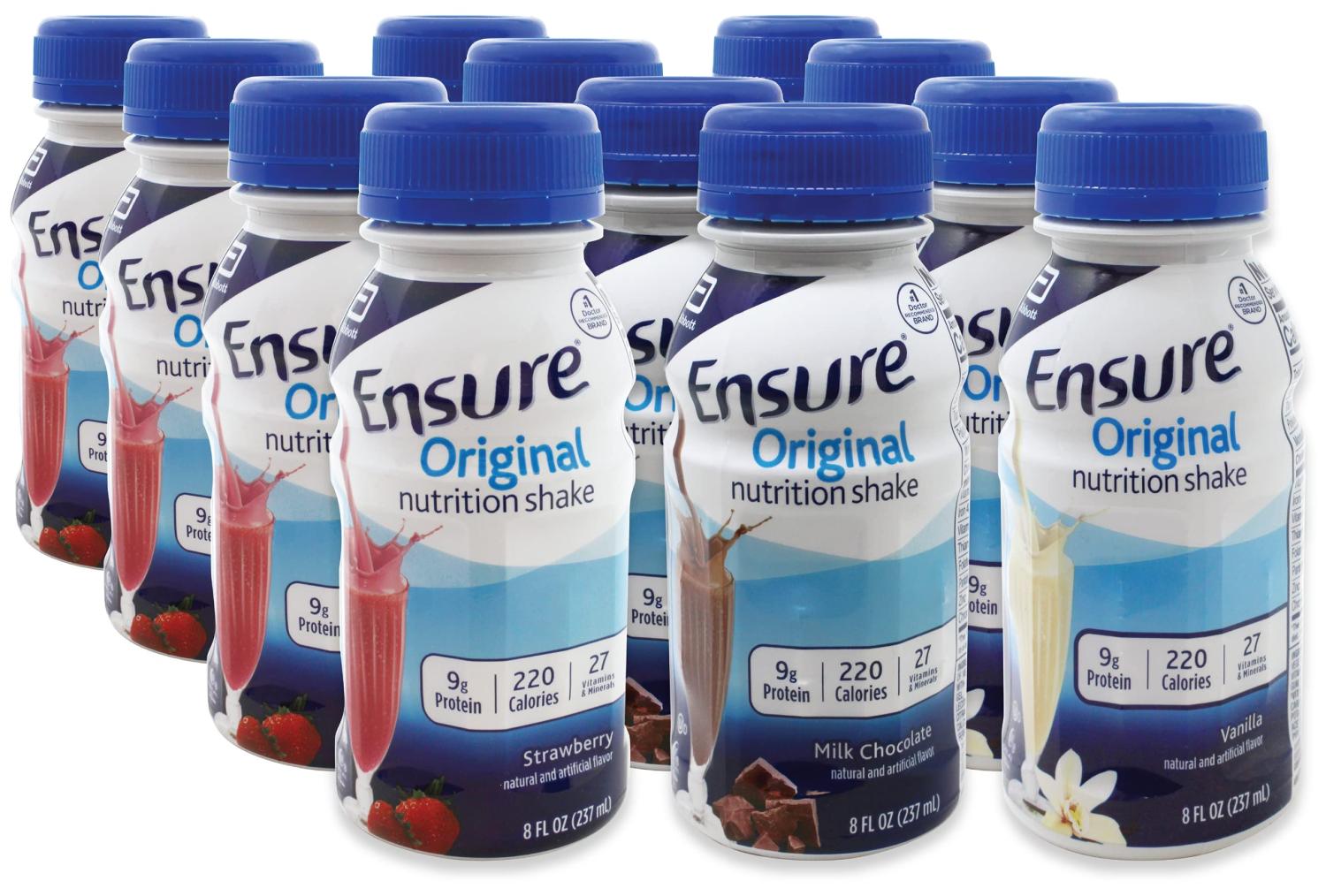 Ensure Original Nutrition Shake 12 Pack - Milk Chocolate, Vanilla, Strawberry Flavors | Buy Now ...