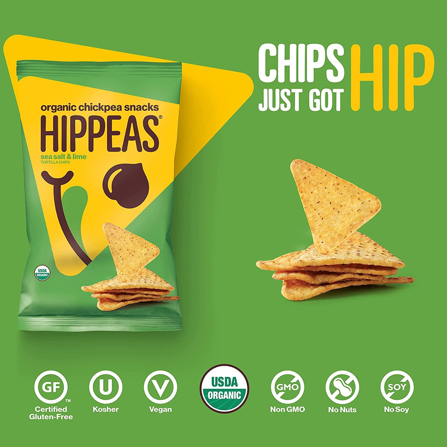 Hippeas Organic Chickpea Puffs Tortilla Chips + Sea Salt & Lime | 5 oz ...