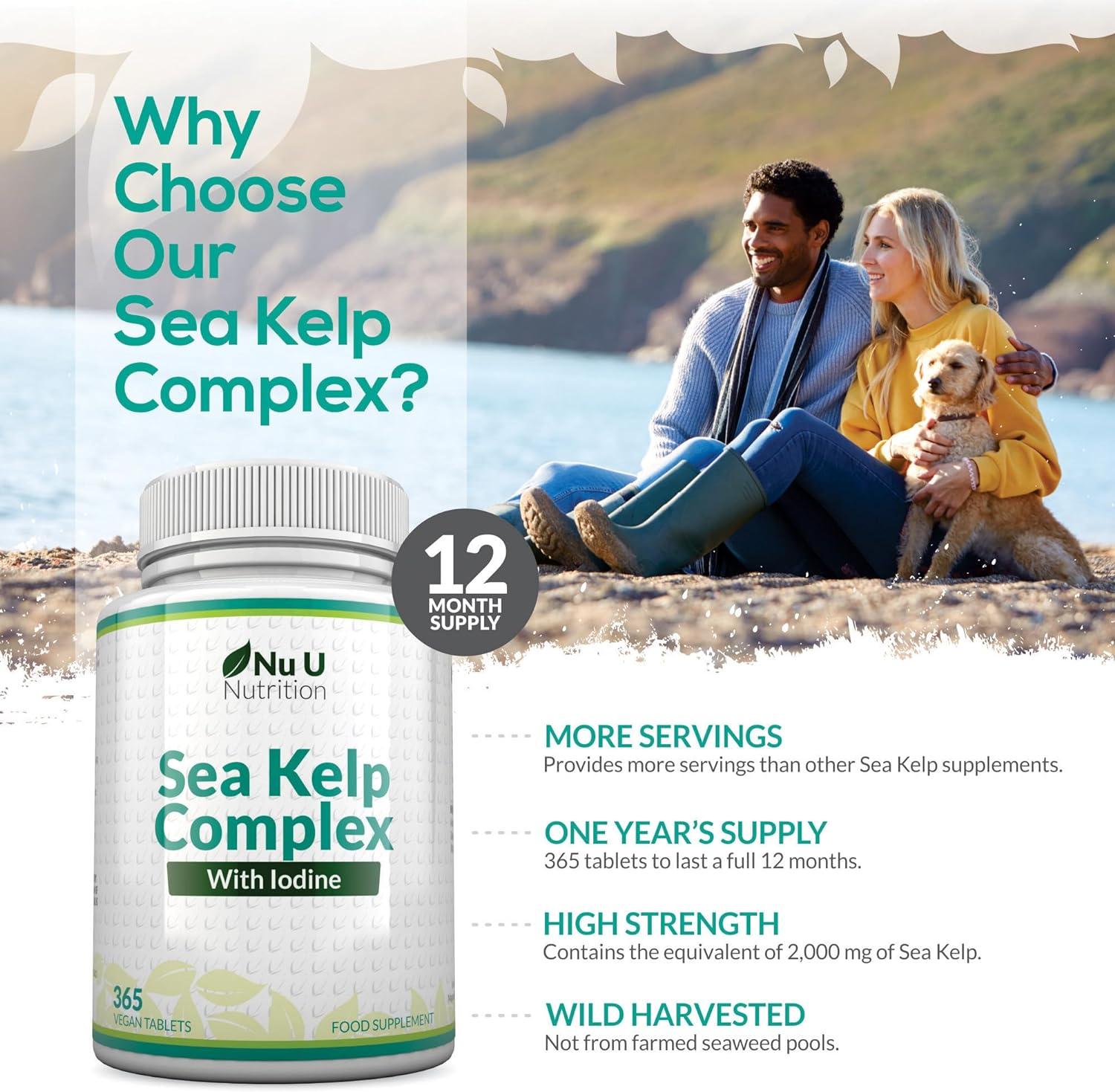 Sea Kelp Tablets 2000mg - 365 Vegan Tablets - High Strength Iodine ...