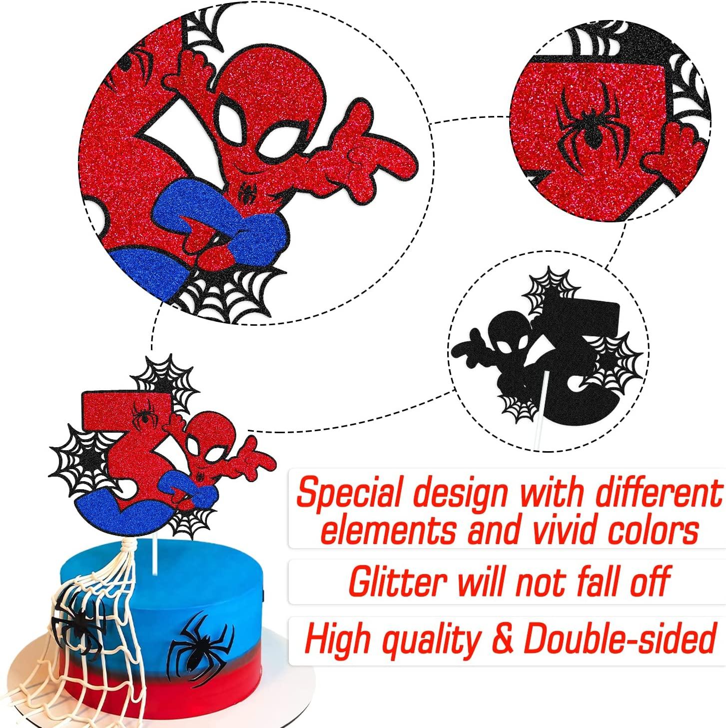 Spider Cartoon Movie 3rd Birthday Cake Topper - Double Sided Glitter ...