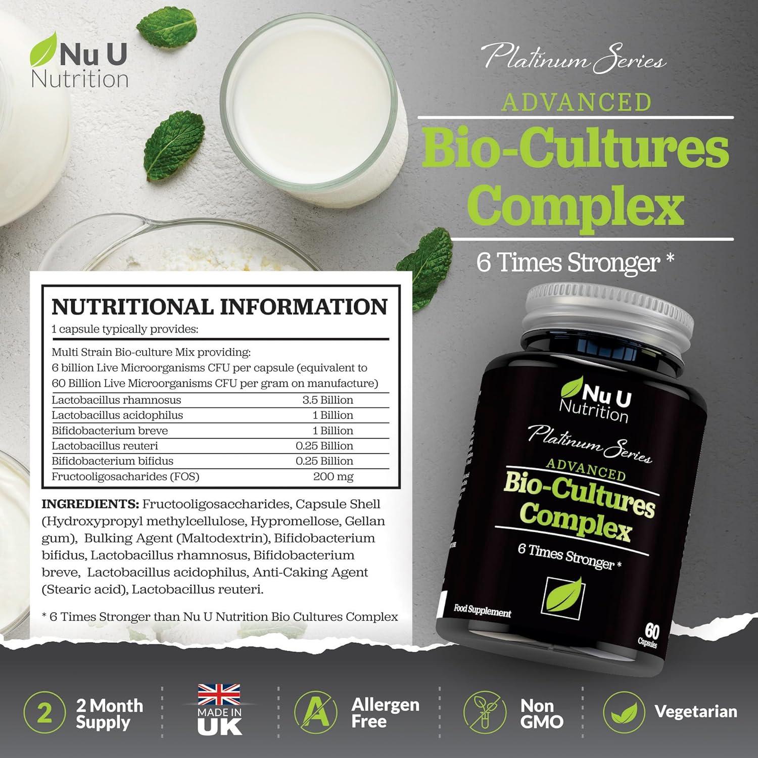 Bio Cultures Probiotics 60 Billion CFU - 60 Capsules - 2 Month Supply ...