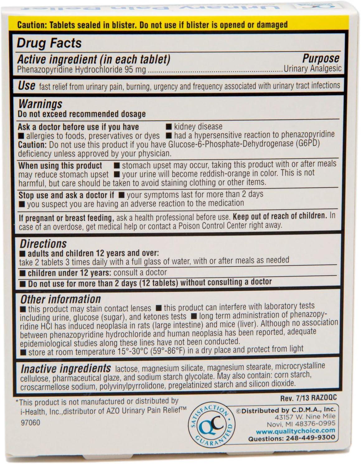 Quality Choice Standard Urinary Pain Relief Tablets - 30 Count ...