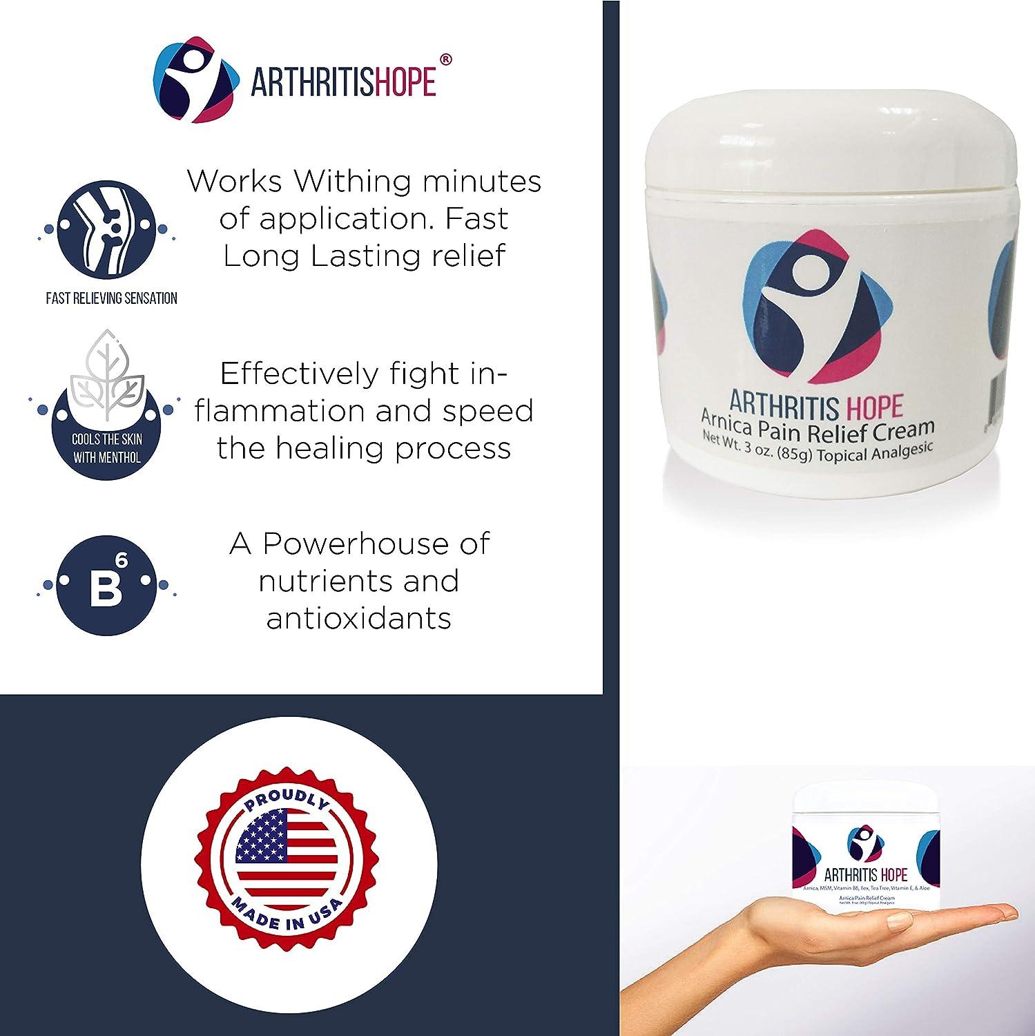 ArthritisHope Pain Relief Cream with Arnica & 8 Natural Ingredients ...