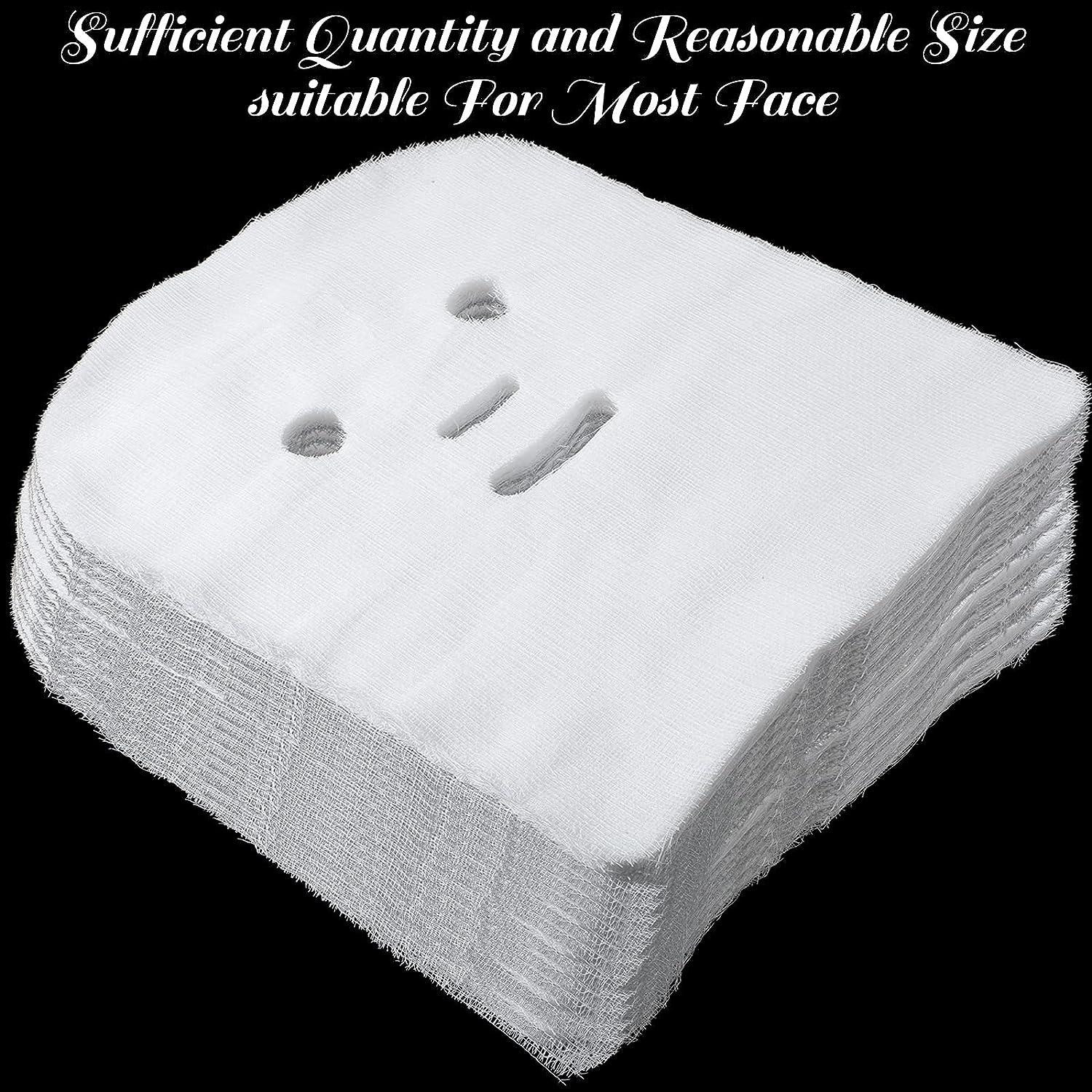 Leelosp 100 Pieces Large Precut Gauze Face Masks - Natural Spa Facial ...