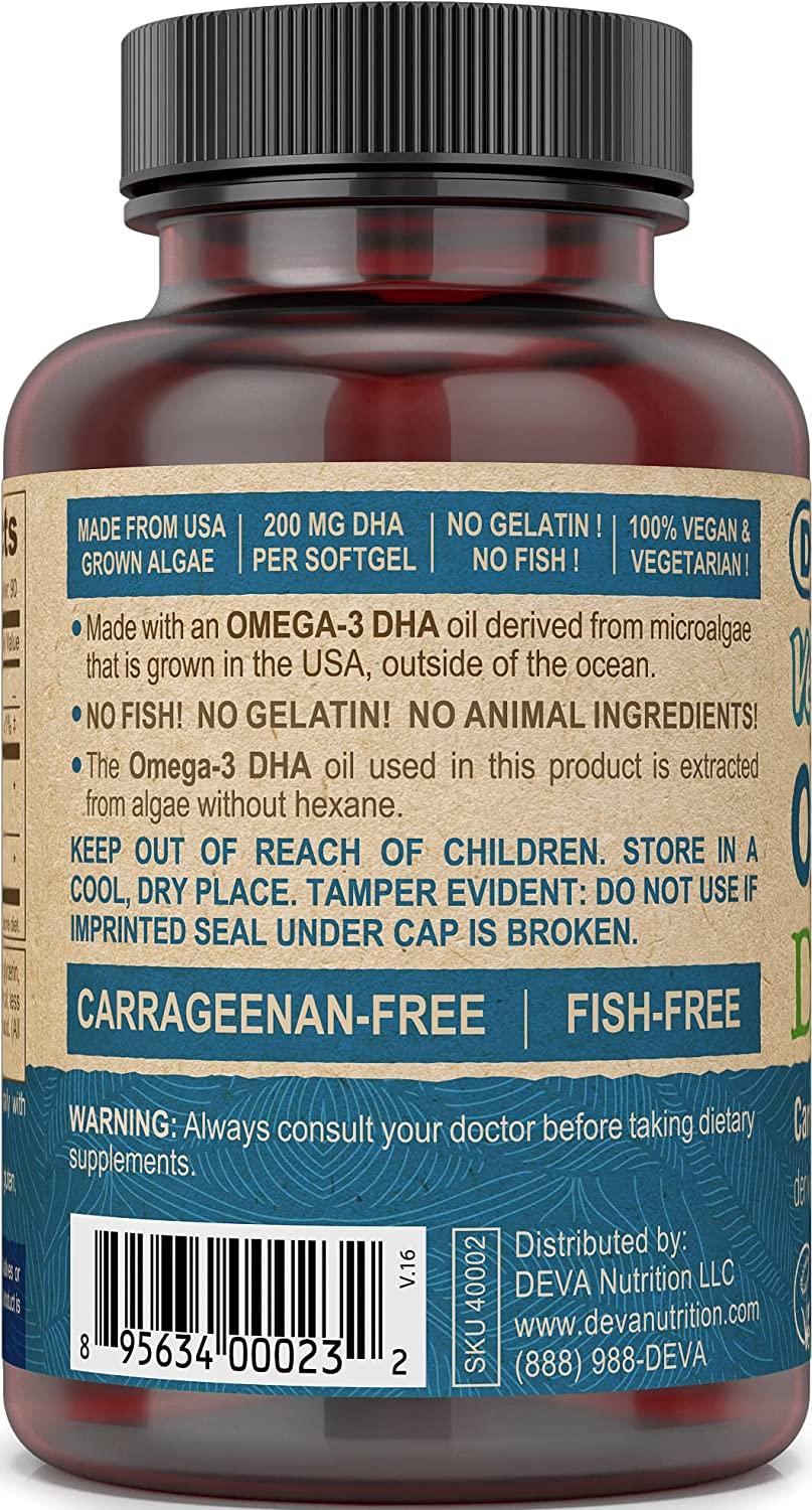Deva Vegan Omega-3 DHA - 90 Softgels for Heart & Brain Health | Buy Now ...