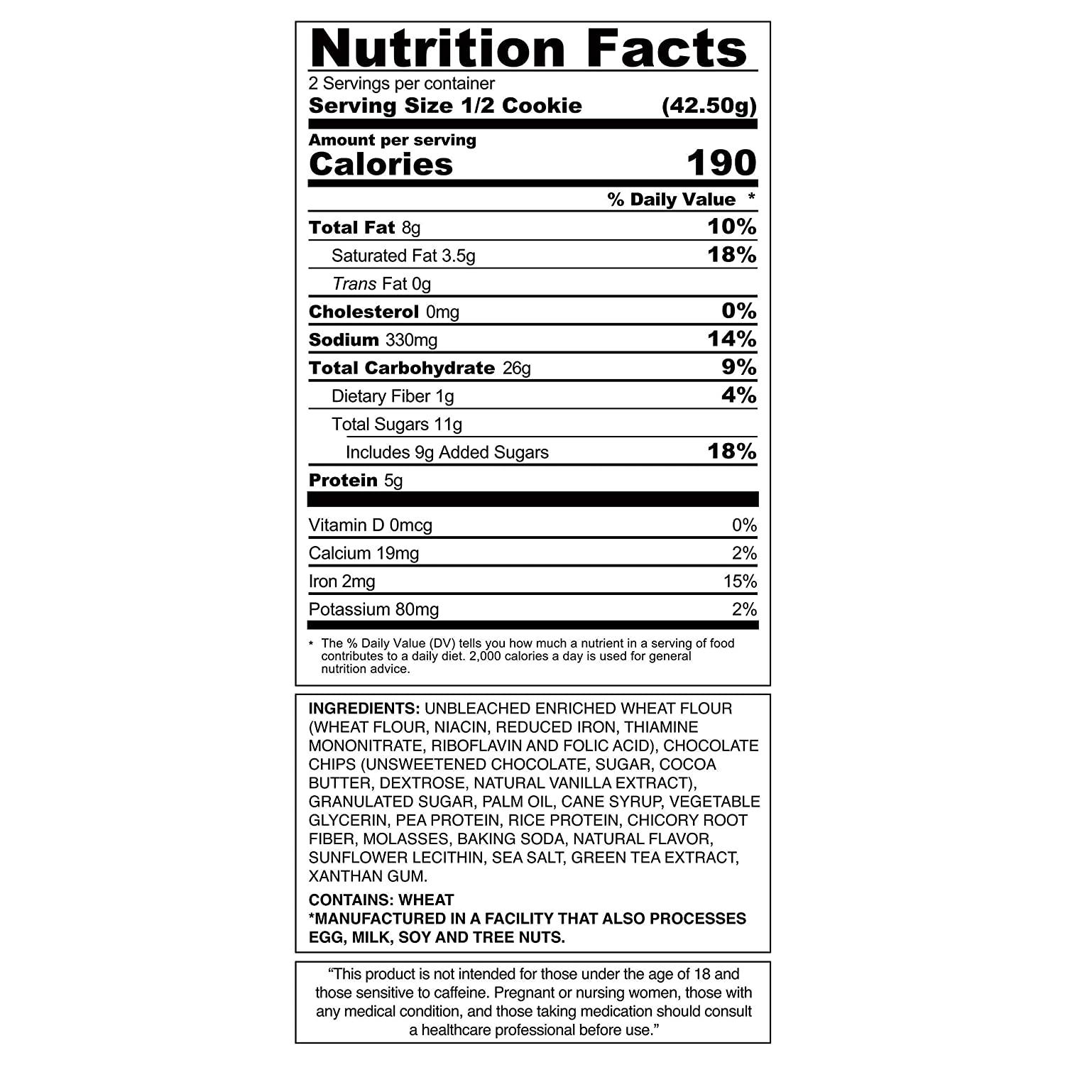 Beast Energy Protein Cookie - 180mg Caffeine, 10g Protein, Dairy/Soy ...