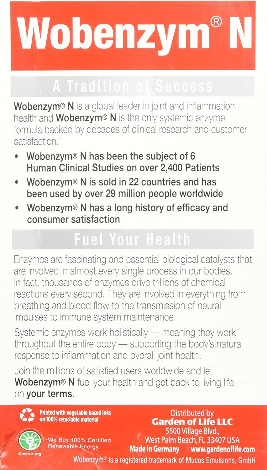 Wobenzym N Joint Health - 400 Enteric-Coated Tablets for Fast Relief