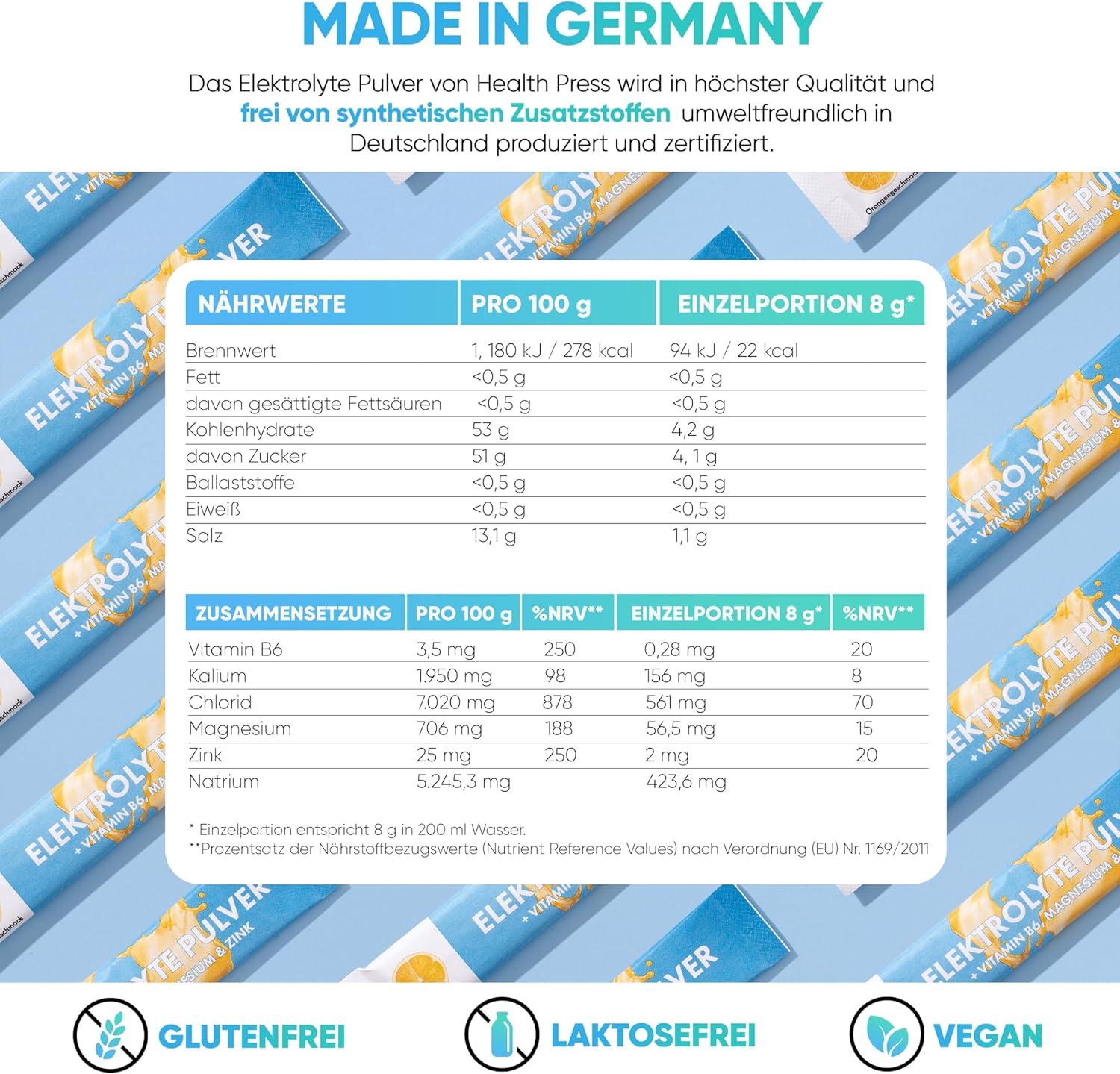 Health Press Electrolyte Powder - Orange Flavor (20 Sticks 8g ...