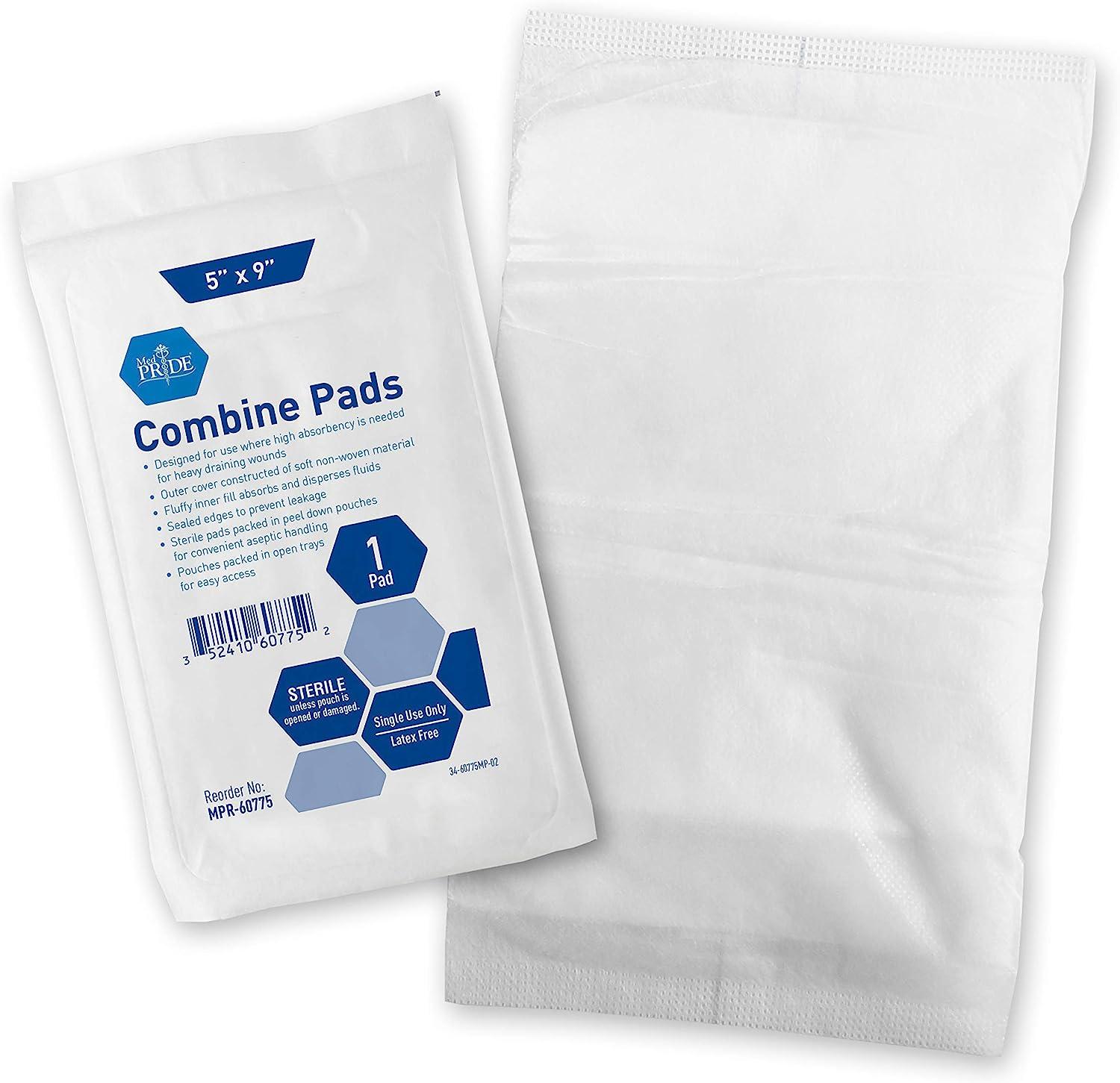 Medpride Sterile Abdominal ABD Combine Pads 20-Pack - 5 x 9 Inches - Extra Absorbent ...