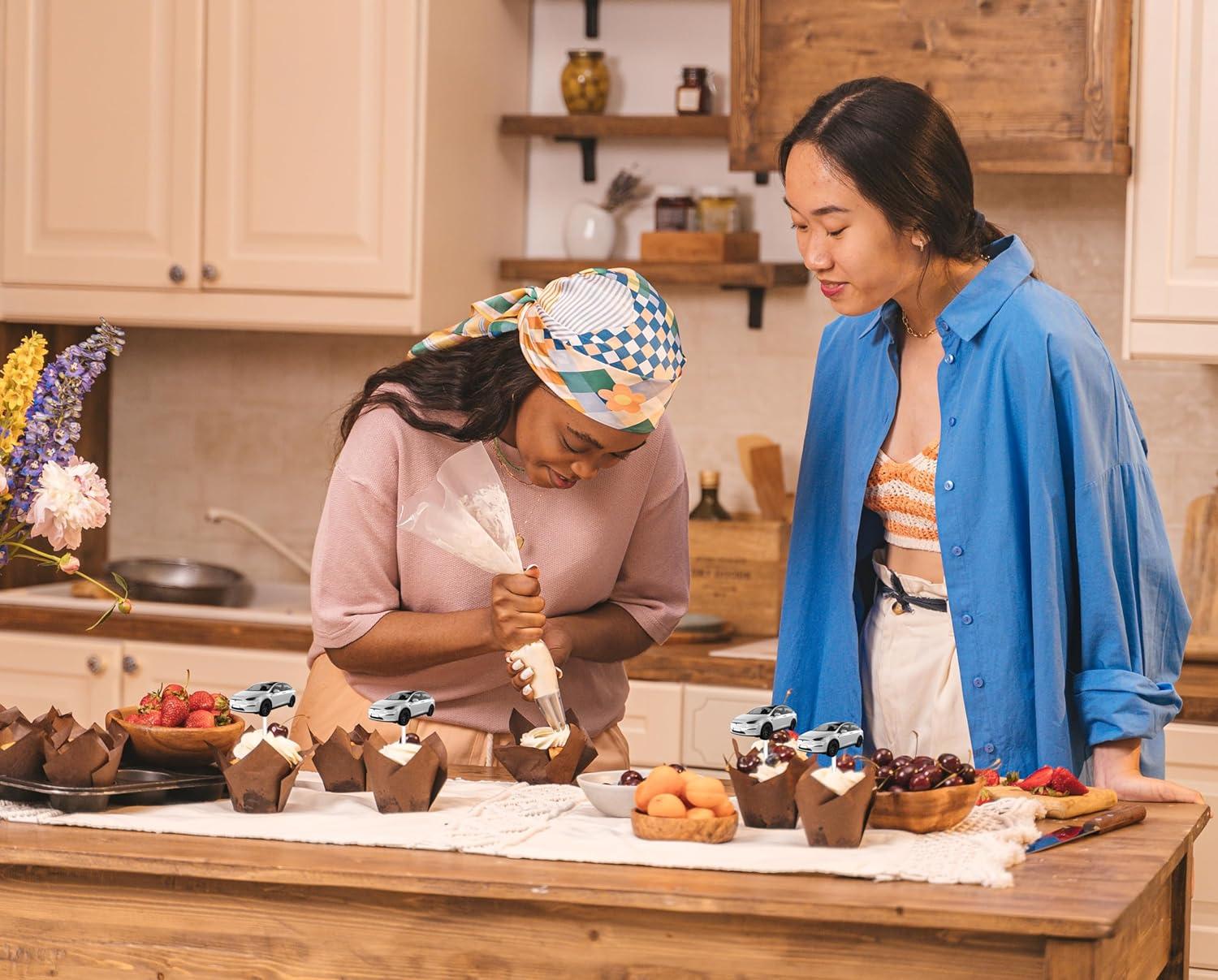 HAKPUOTR Tesla Model Y Cupcake Toppers 24Pcs Electric Car Cupcake ...