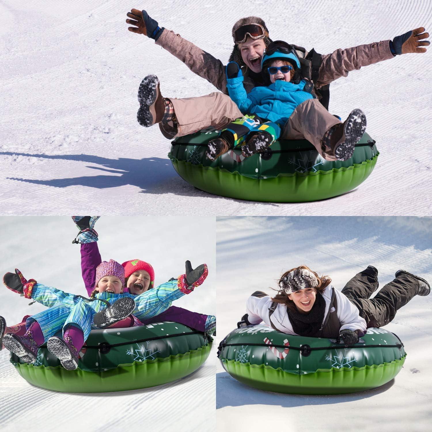 4.0 Inch Heavy Duty Inflatable Snow Tube Sled for Kids and Adults ...