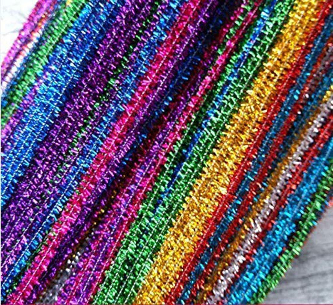 300 Pcs Glitter Sparkle Pipe Cleaners - 10 Colors Metallic Chenille ...