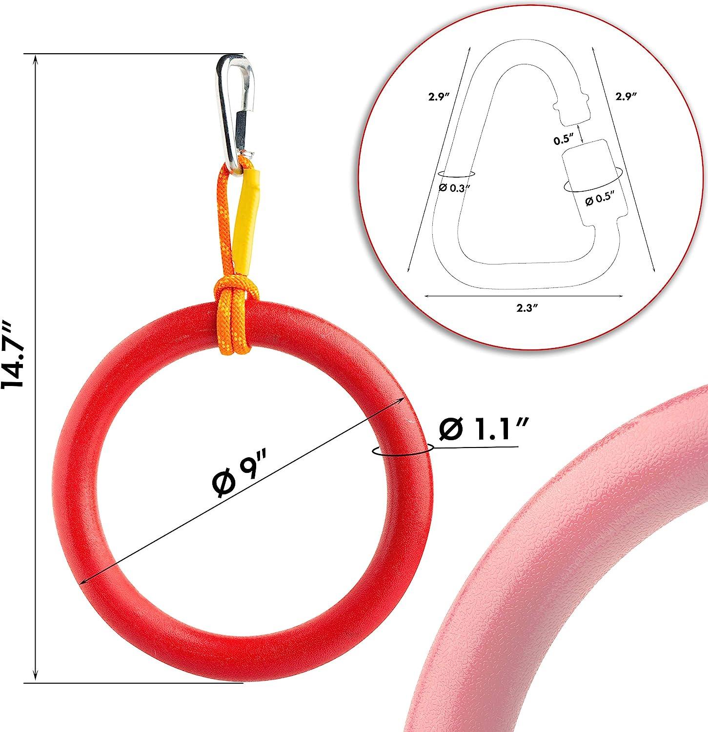 Cateam Ninja Slackline Accessories - Big Gymnastic Rings Set of 2 with ...