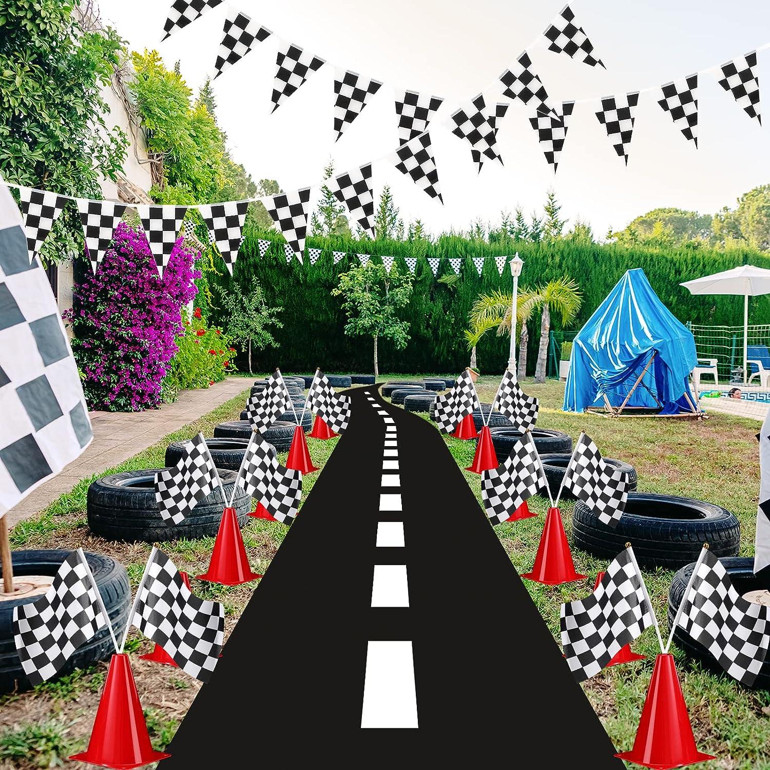Skylety Traffic Cones and Racing Checkered Flags Set - 12 Cones, 12 ...
