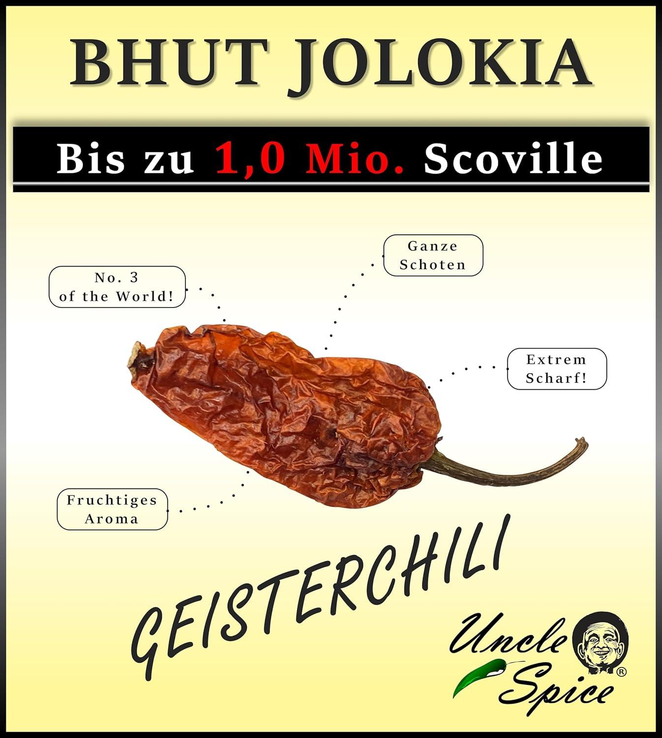 Uncle SPICE Bhut Jolokia Chili 20g - World's Hottest Dried Ghost Chili ...