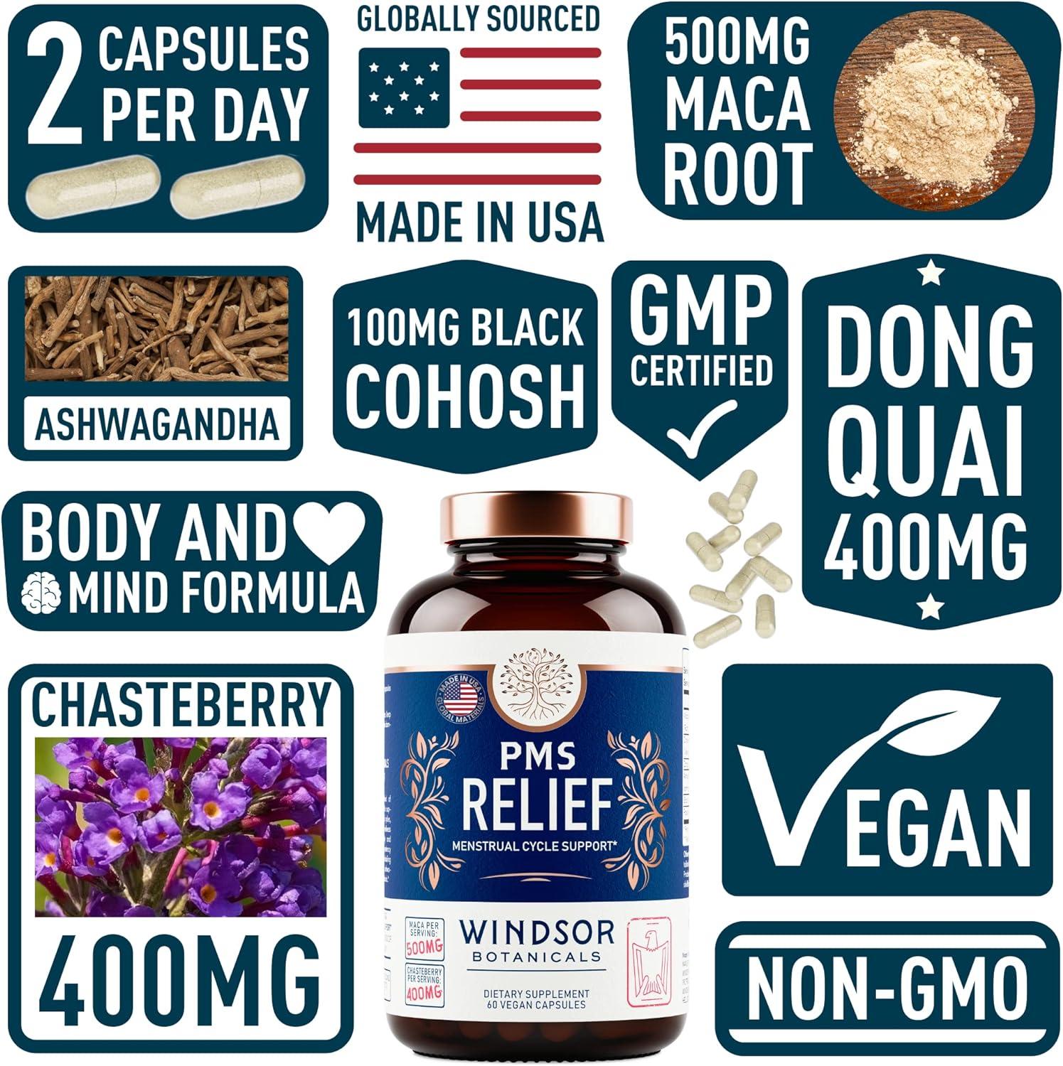 Women's Liquid Iron and PMS Relief Capsules Bundle by Windsor Botanicals