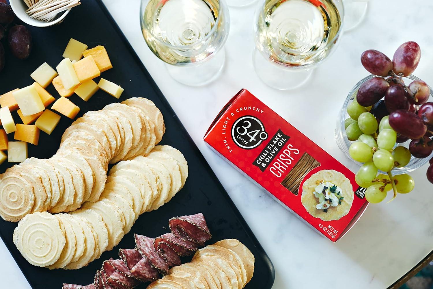 34 Degrees Chili Flake & Olive Oil Crisps - Thin, Light & Crunchy (4 ...