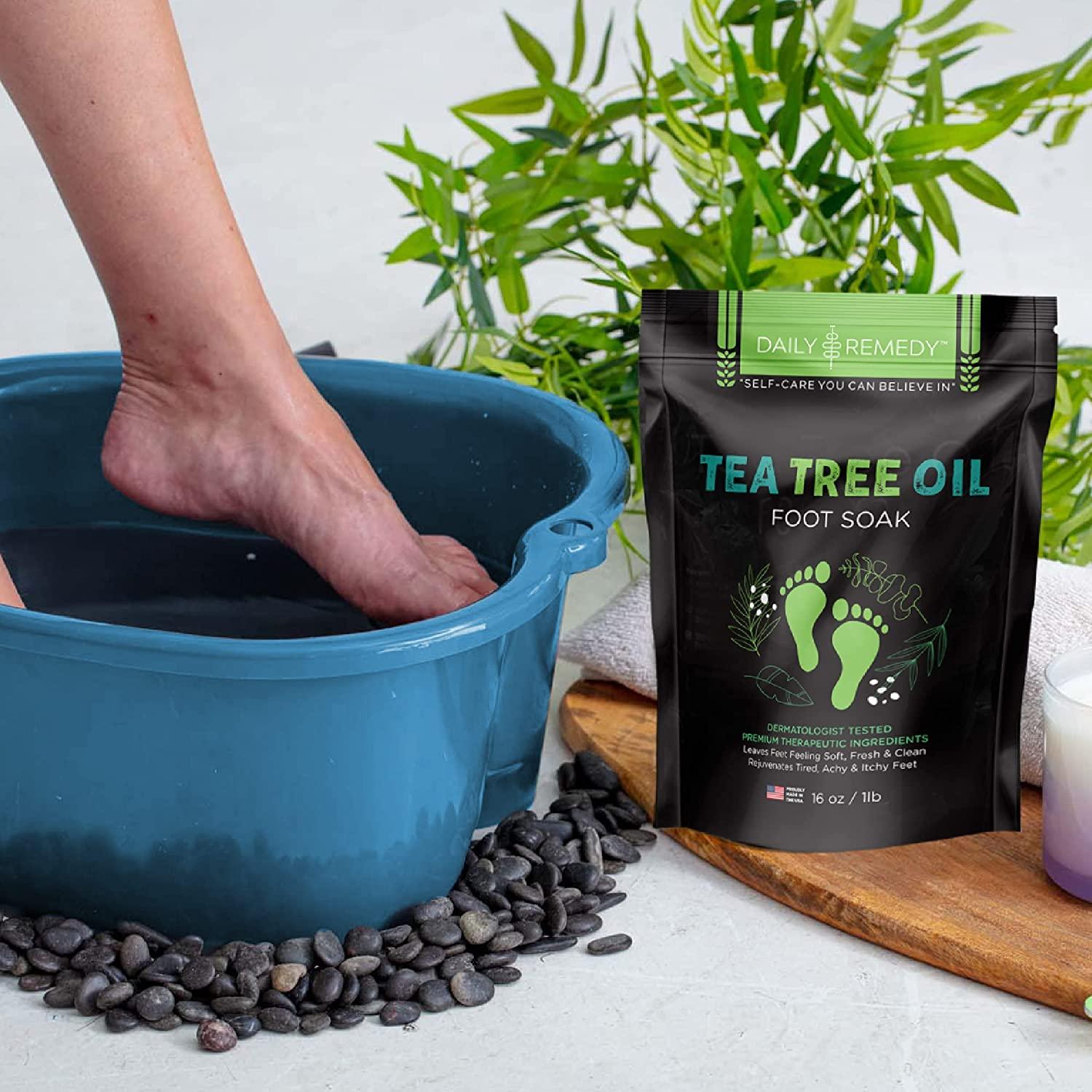 Tea Tree Oil Foot Soak with Epsom Salt - Made in USA | Soothes Toenail ...