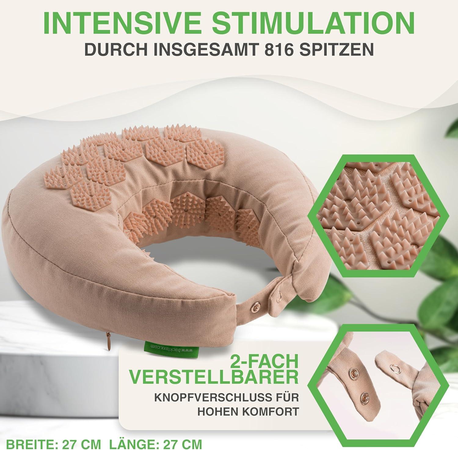 Backlaxx Acupressure Neck Pillow - Flip Function Buckwheat Filling Nude ...