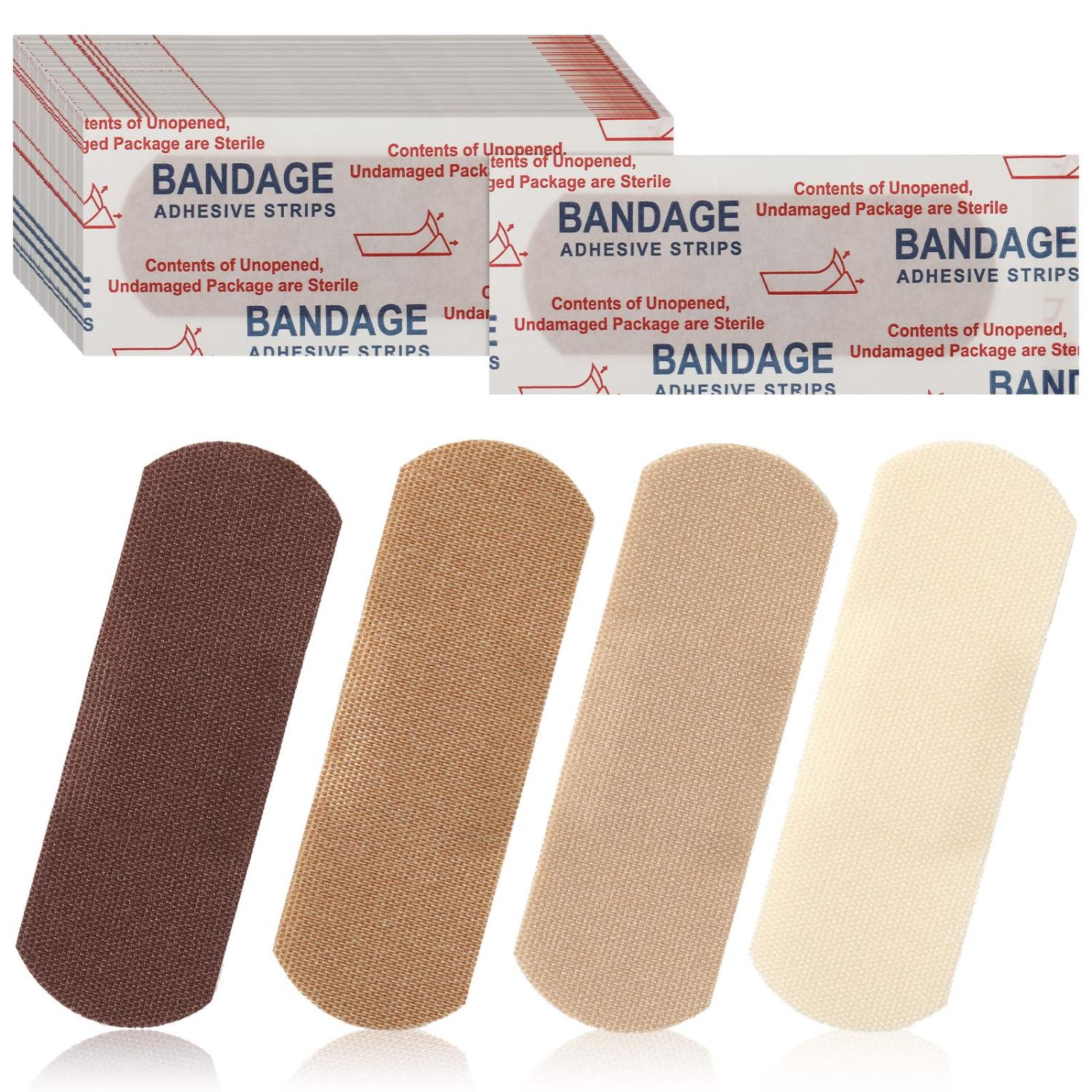 200 Count Skin Tone Flexible Fabric Adhesive Bandages for Wound Care ...