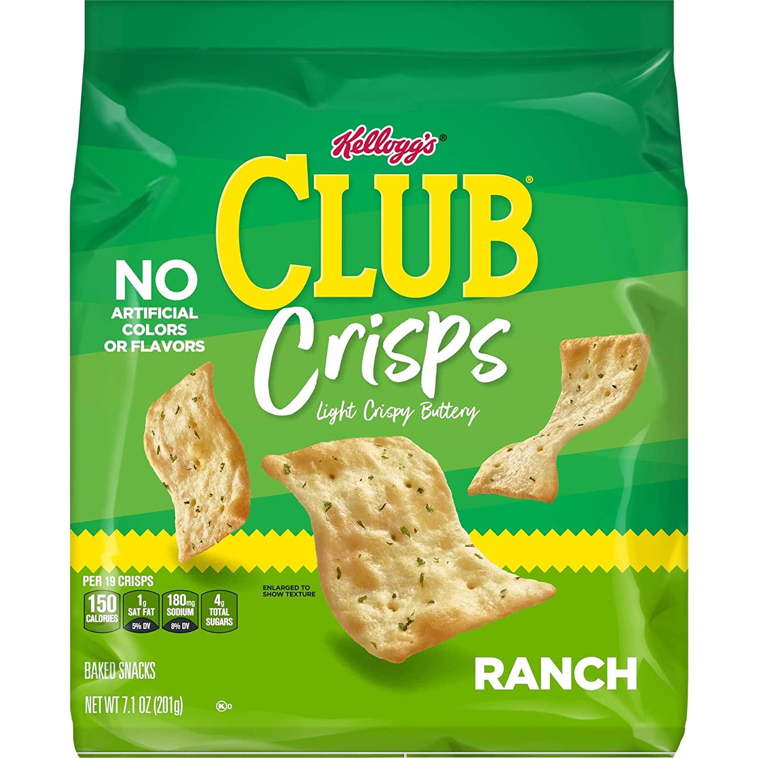 Kellogg's Club Cracker Crisps Baked Snack Crackers - Ranch Flavor - 7 ...