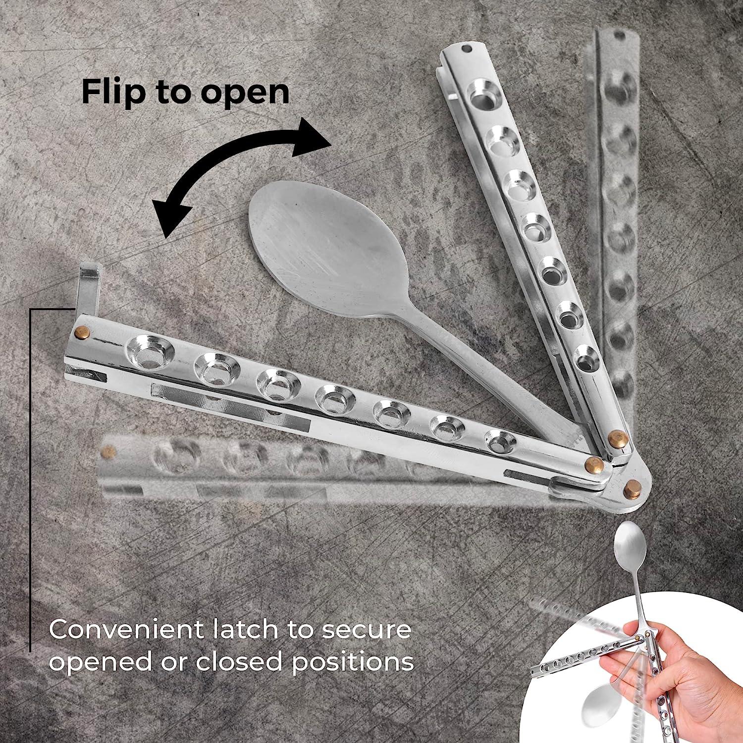 Caliber Gourmet Tactical Butterfly Spoon - Stainless Steel Switchblade ...