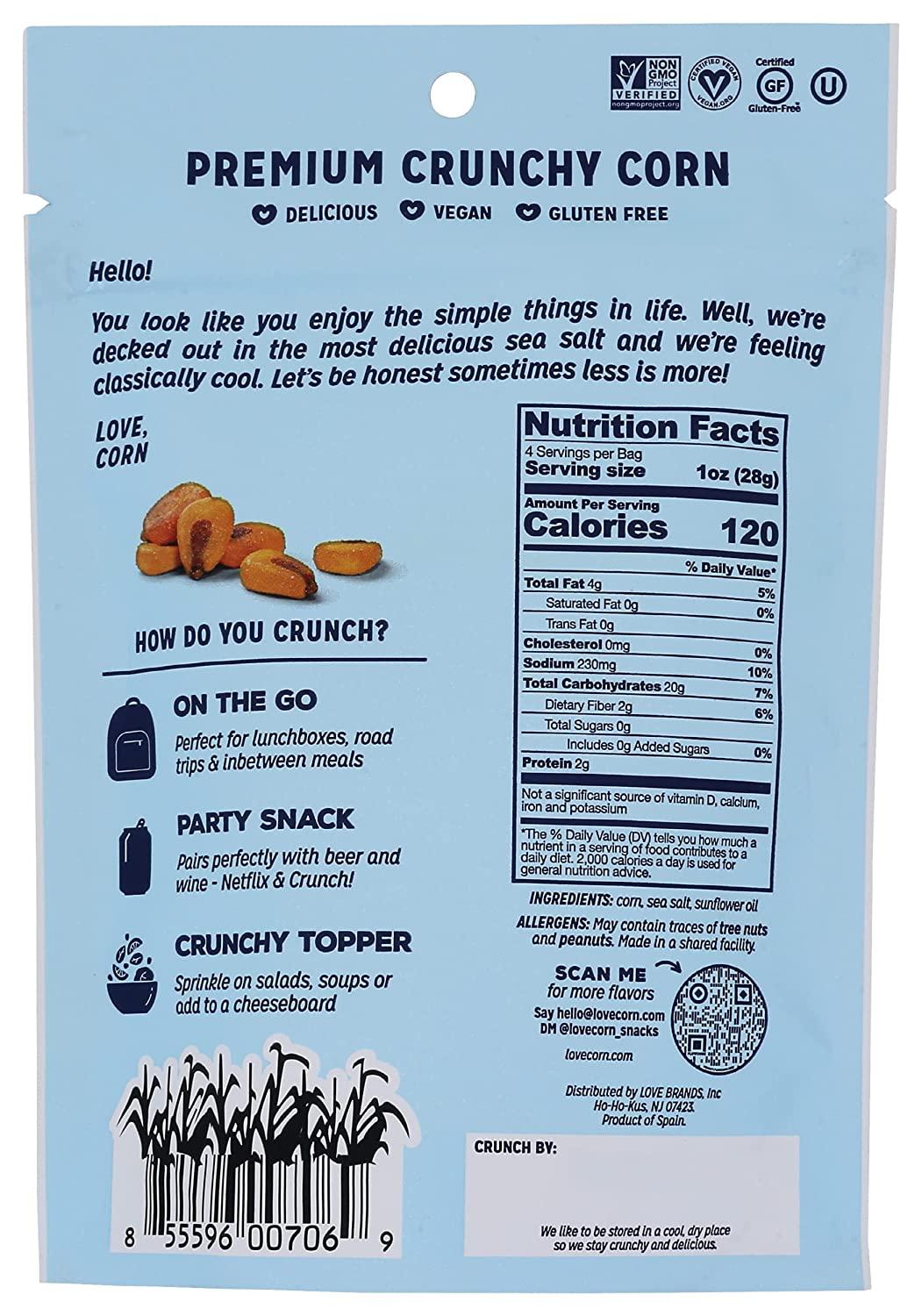 Love Corn Sea Salt Snack - 4 Ounce Crunchy Corn Treat | Buy Now with ...