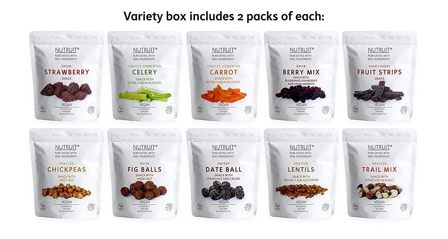 Nutruit Gourmet Healthy Snack Variety Box (Pack of 20) - Vegan, Gluten ...