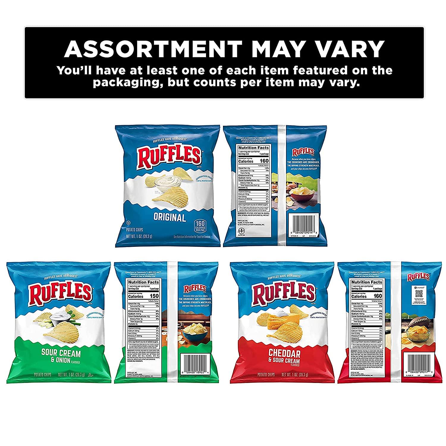 Ruffles Potato Chips Variety Pack - 40 Count, 1 Ounce Each (Pack of 40 ...