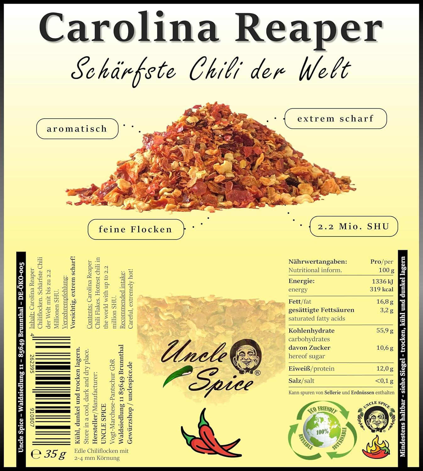 Uncle Spice Carolina Reaper Flakes - 1.5M Scoville Worlds Sharpest ...