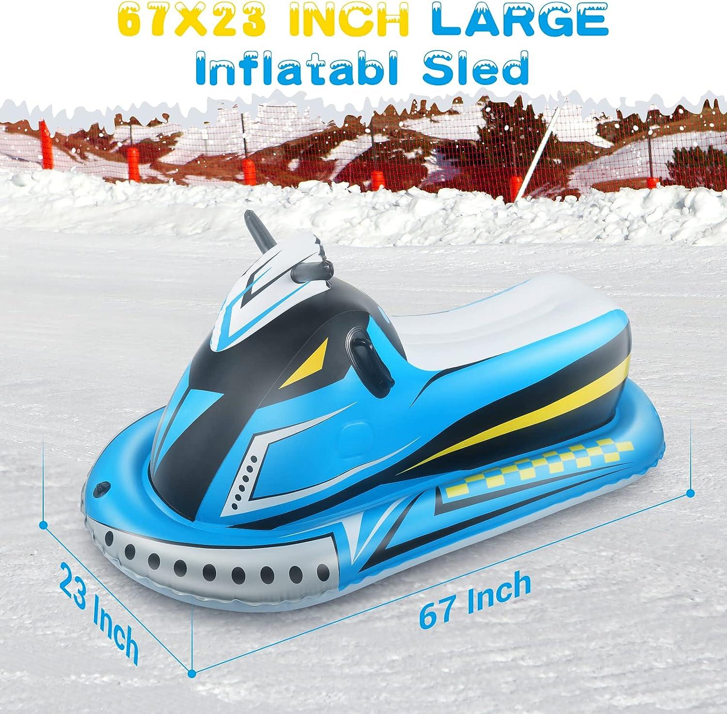 COKWEL Inflatable Snow Sled for Kids and Adults - Snow Tube with ...