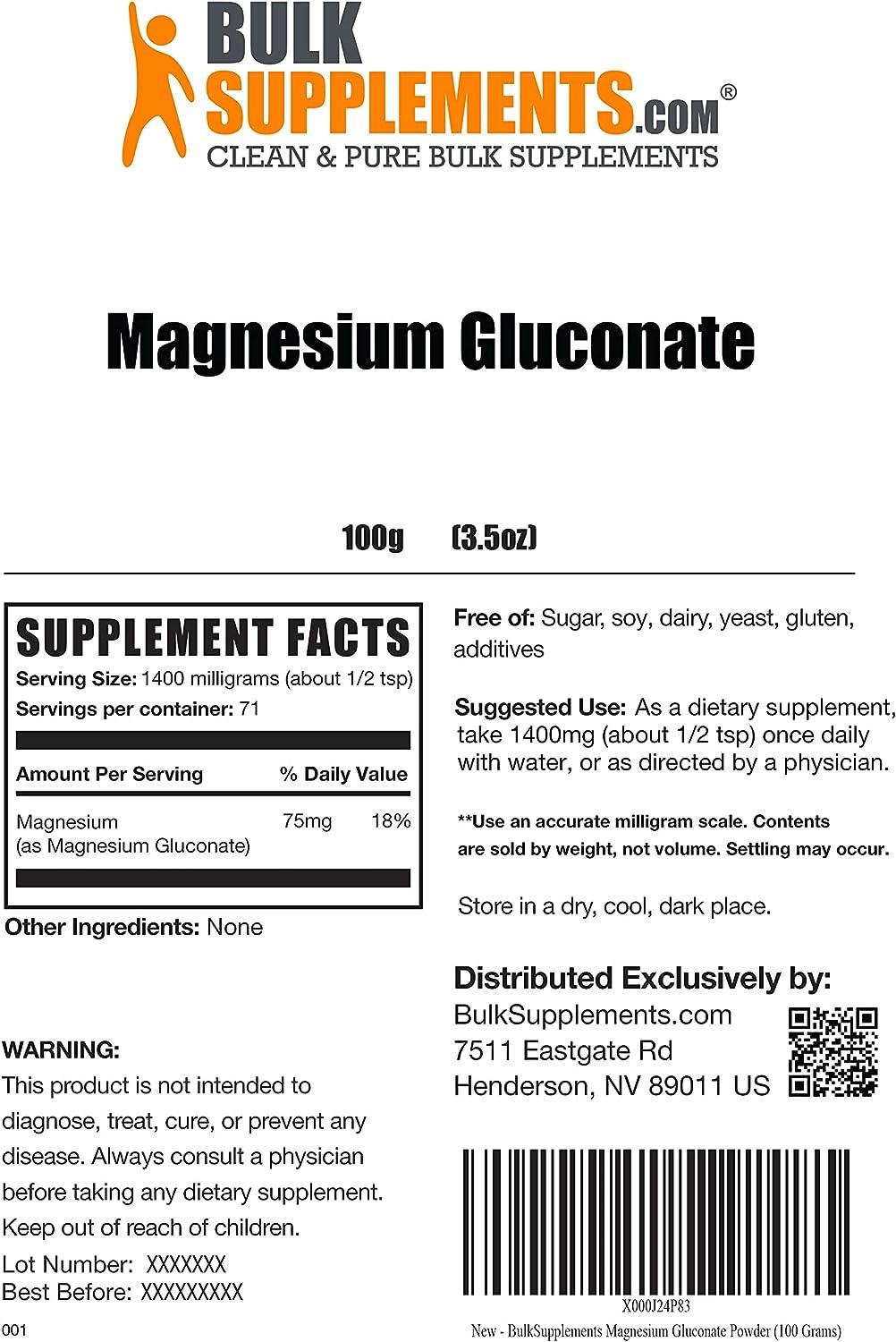 Magnesium Gluconate Powder - High Absorption Mineral Supplement ...