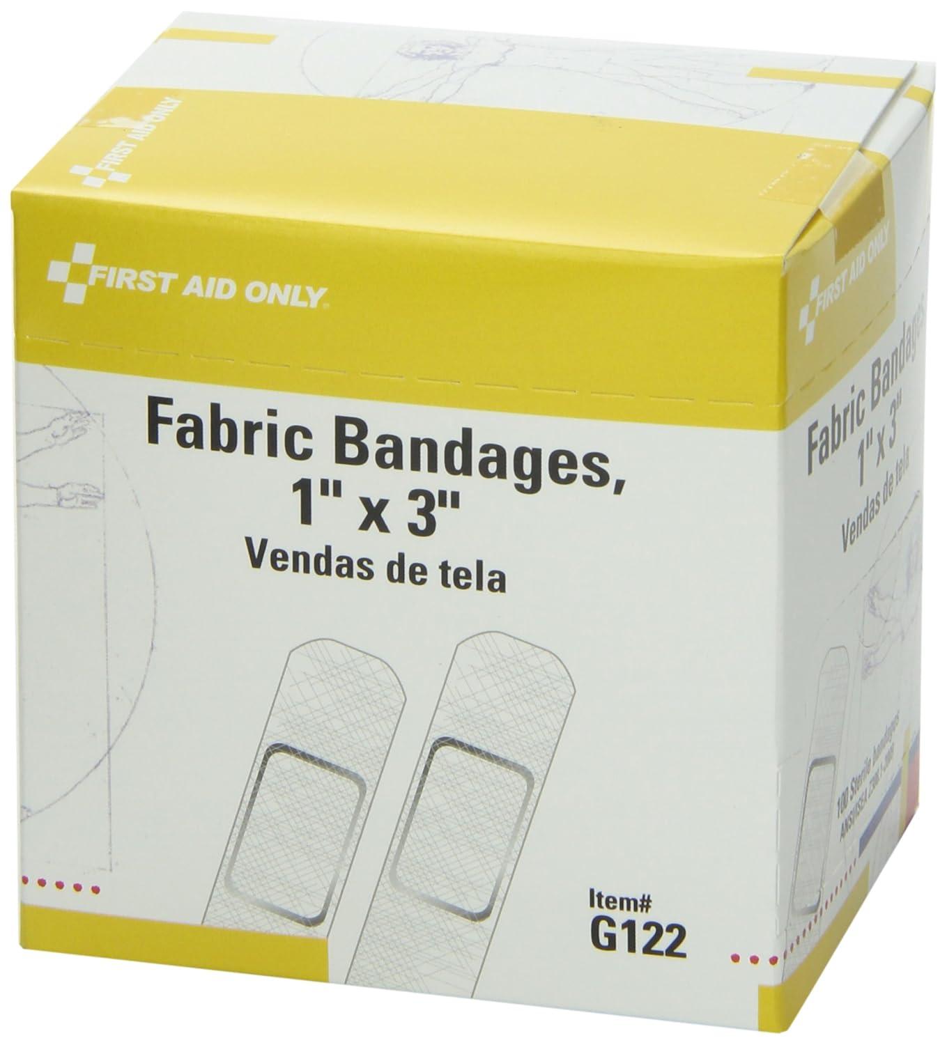 First Aid Only G122 Fabric Bandage 100 Count - 1x3 Inch | Elastic ...