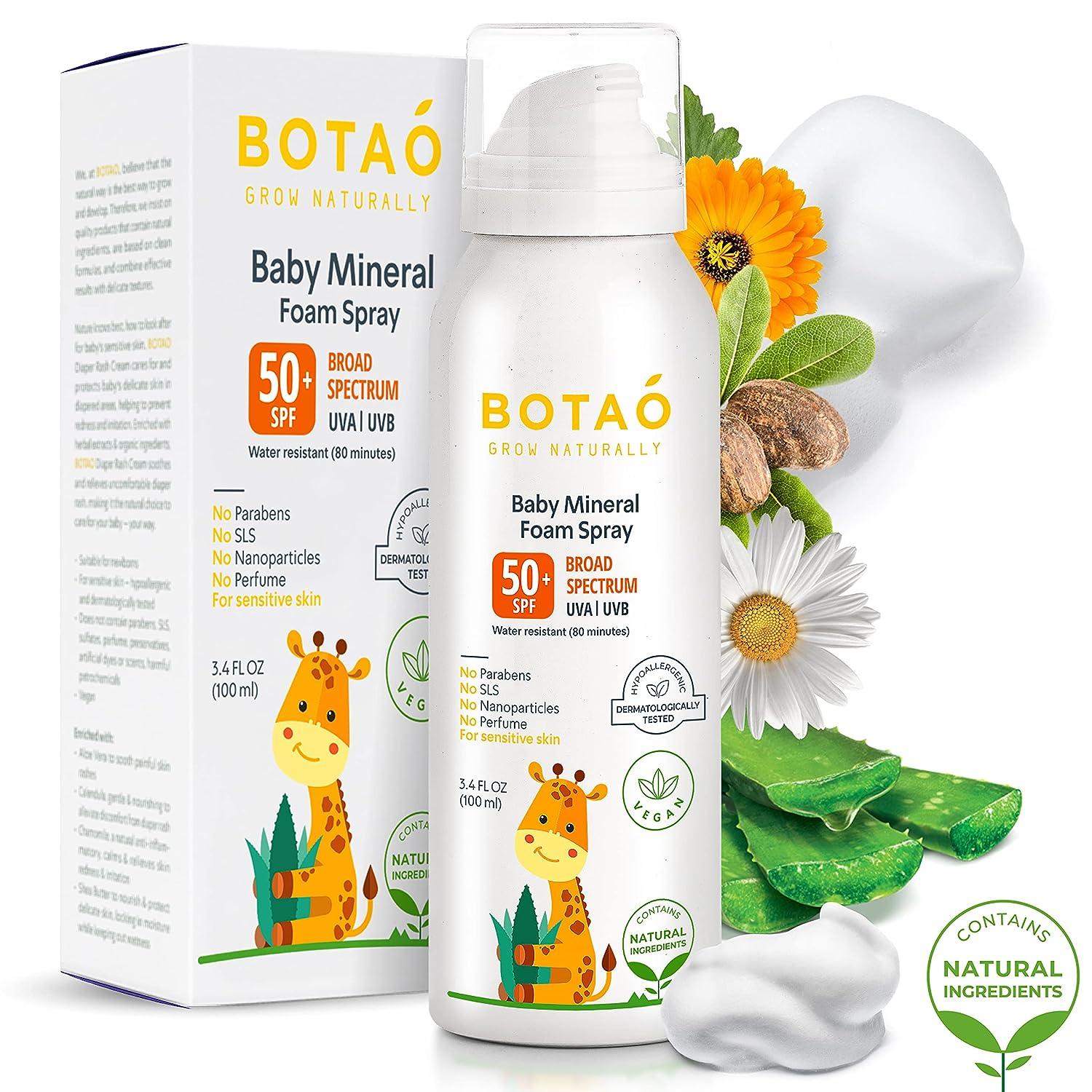 Botao Baby's SPF50 Mineral Sunscreen Foam Spray - 3.4 Oz | Broad ...