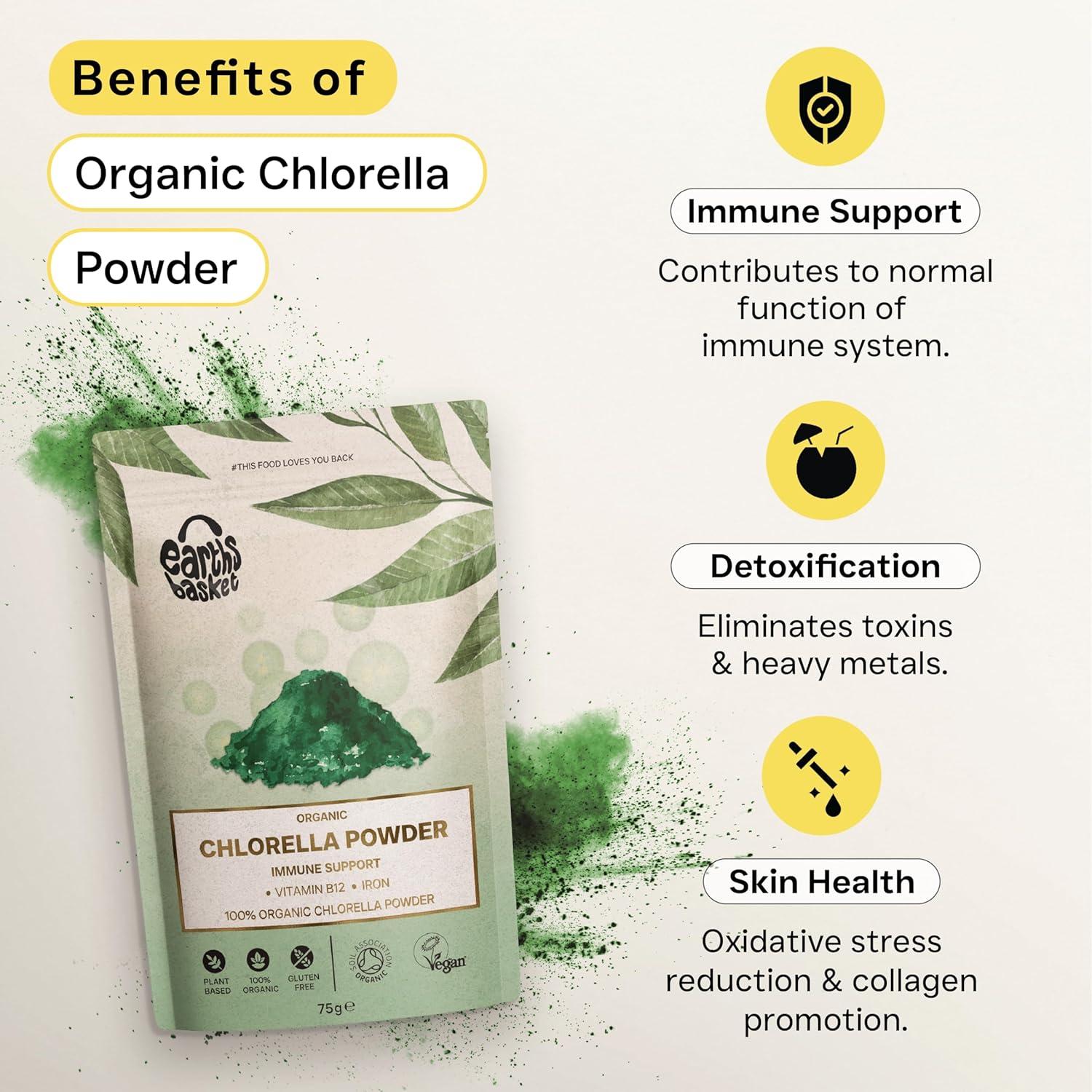 Organic Chlorella Powder 75g - Broken Cell Wall Immunity Support ...